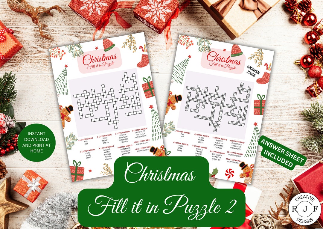 Christmas Fill It in 2. Instant Download. Printable Christmas Crossword ...