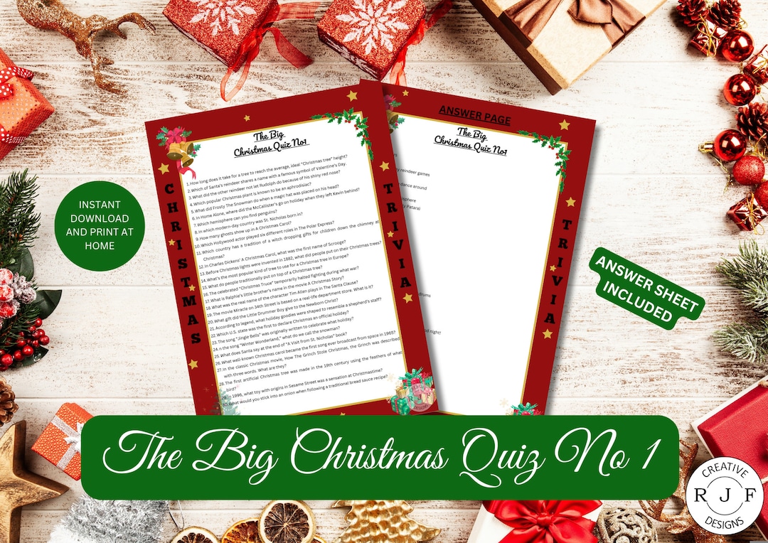 The Big Christmas Quiz No 1 30 Questions Based Around Christmas ...