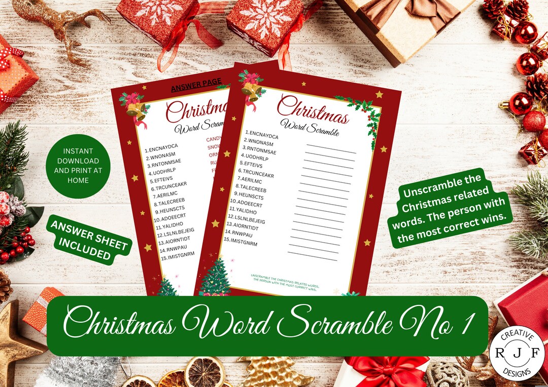 Christmas Word Scramble No 1 Unscramble the Christmas Related Words ...