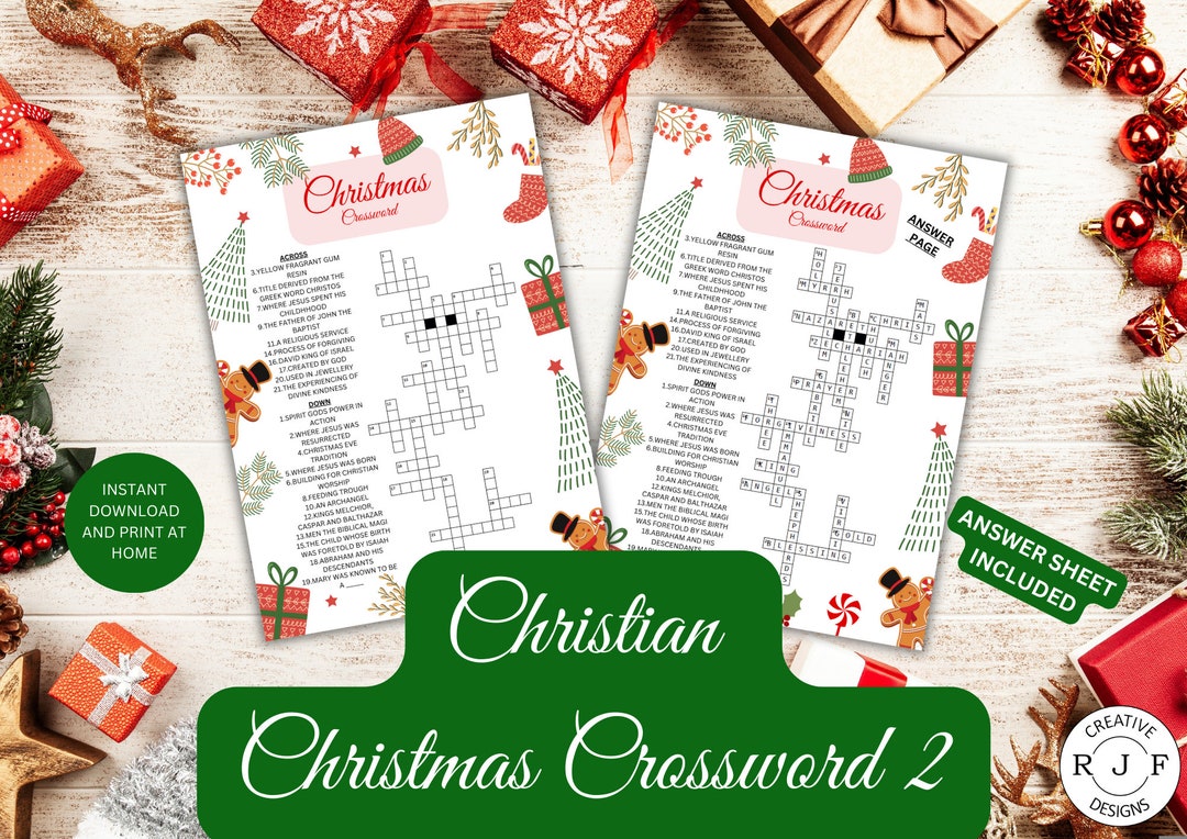Christian Christmas Crossword 2. Instant Download. Printable Christmas ...