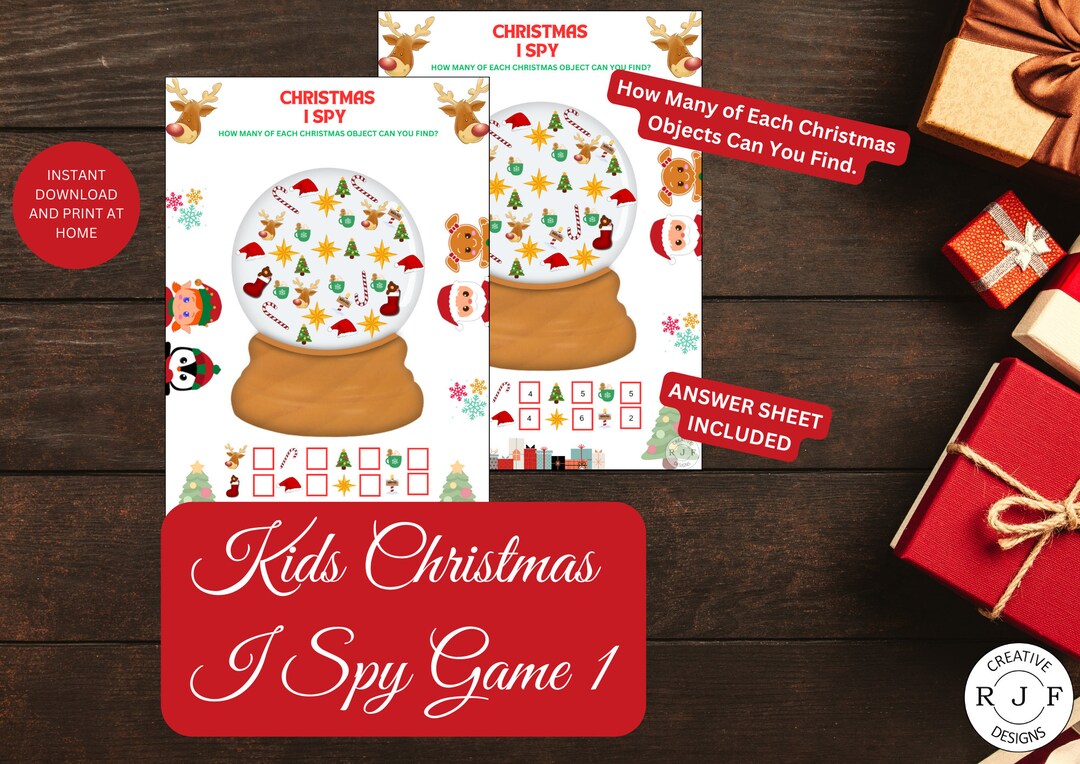 Kids Christmas I Spy Game Snow Globe. Printable, Downloadable Family ...