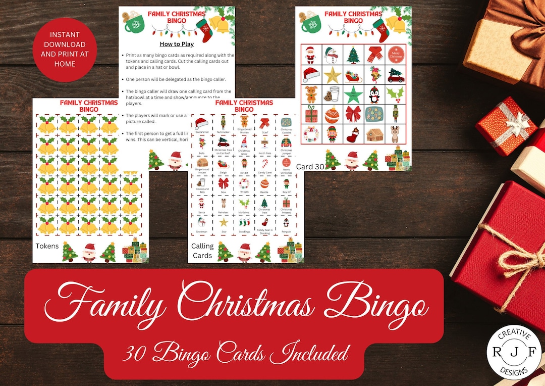 Family Christmas Bingo. Printable. Downloadable. 30 Unique Bingo Cards ...