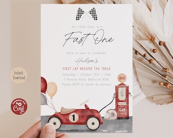 First Lap Around the Track Invitation Template - Etsy