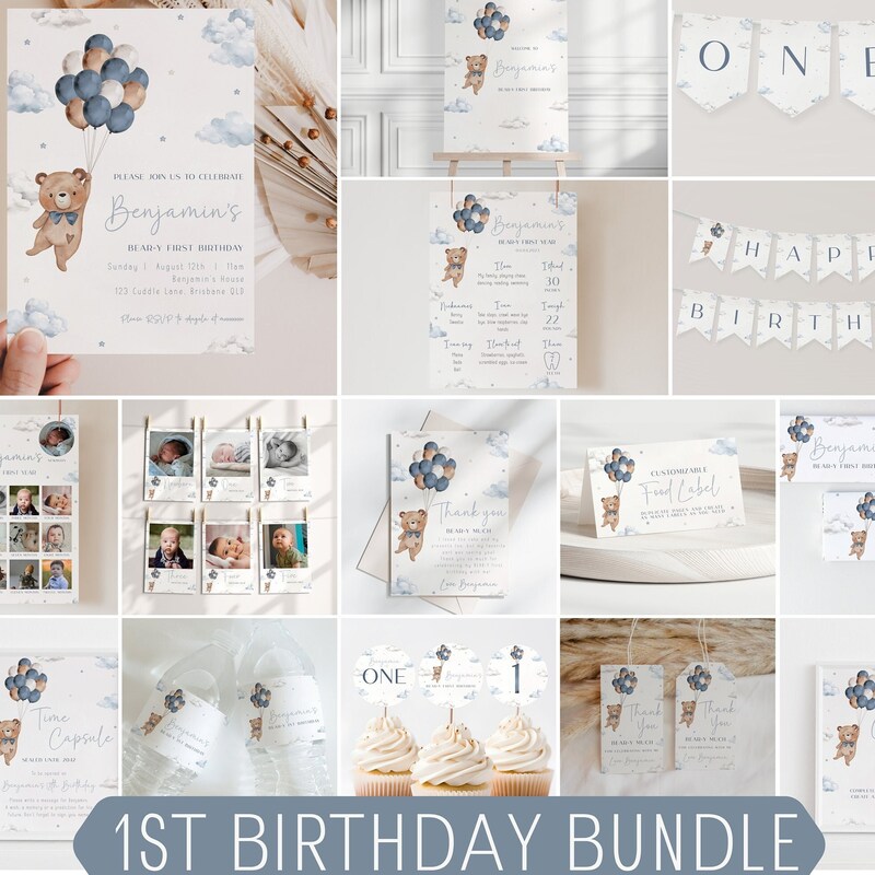 Bear 1st Birthday - Etsy