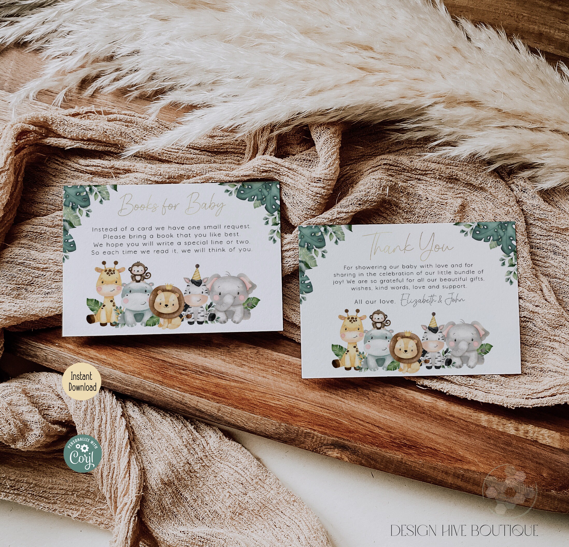 Editable Little Wild One on the Way Baby Shower Invitation Set, Safari ...