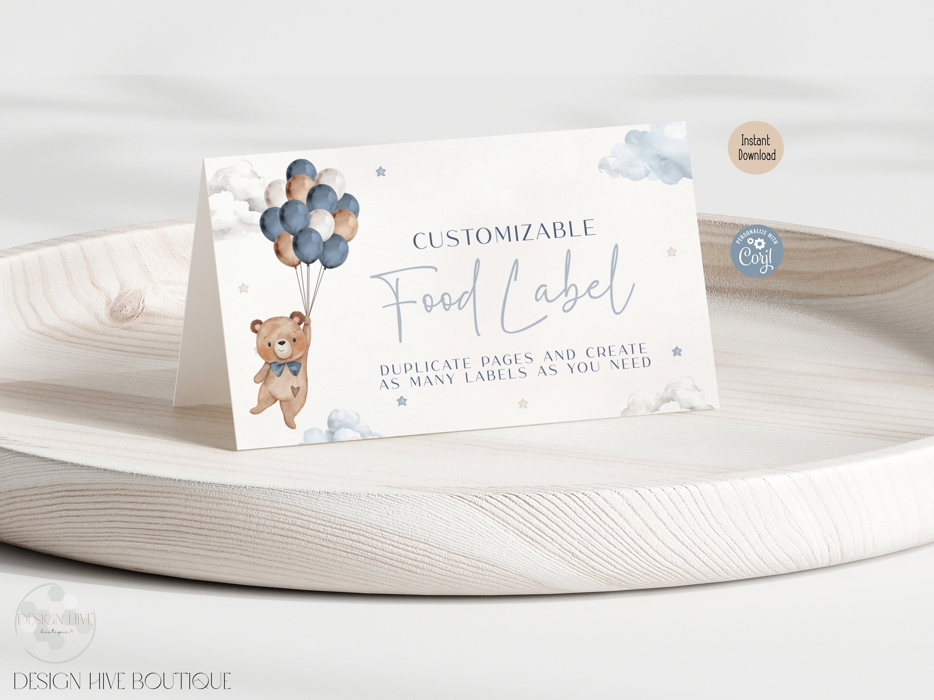 Beary 1st Birthday Food Label | Teddy Bear Theme Party Table Decor ...