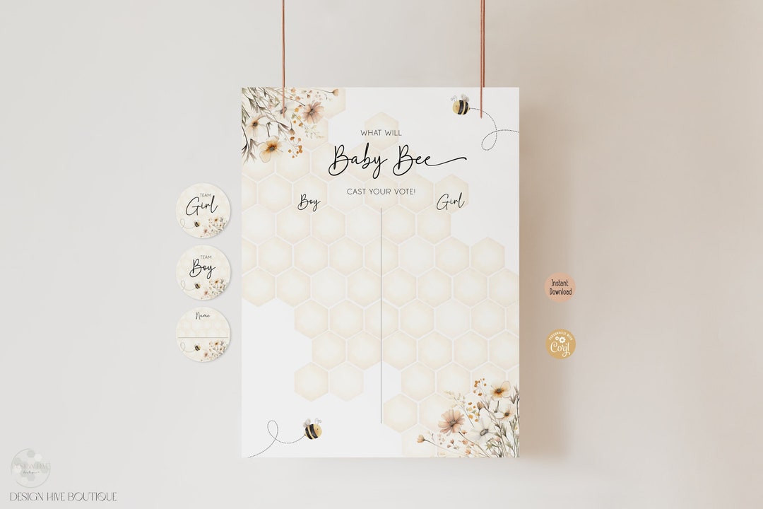 Editable Honey Bee Gender Reveal Voting Sign | What Will Baby Bee Theme ...