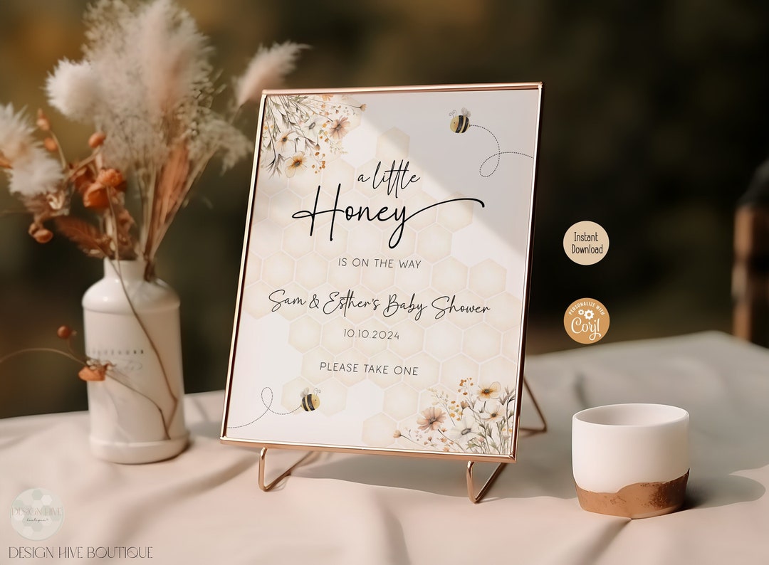 A Little Honey is on the Way Baby Shower Customizable Sign, Please Take ...