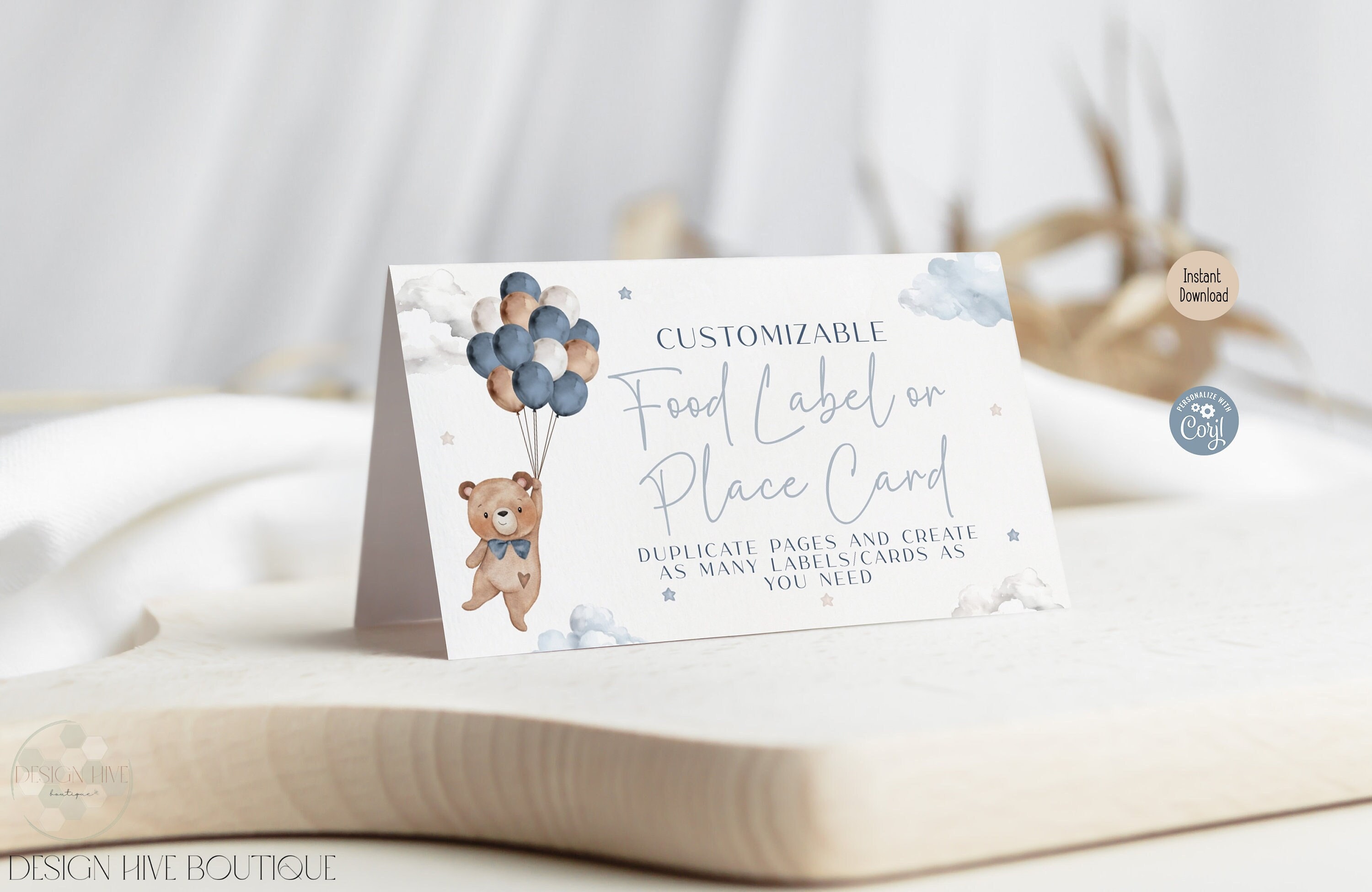 Beary 1st Birthday Food Label | Teddy Bear Theme Party Table Decor ...