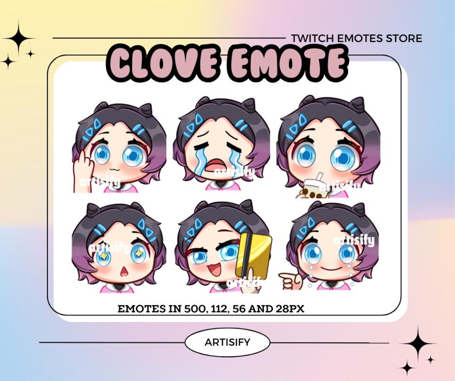CLOVE EMOTES | Twitch | Discord | Youtube | Streaming | Cute Kawaii ...