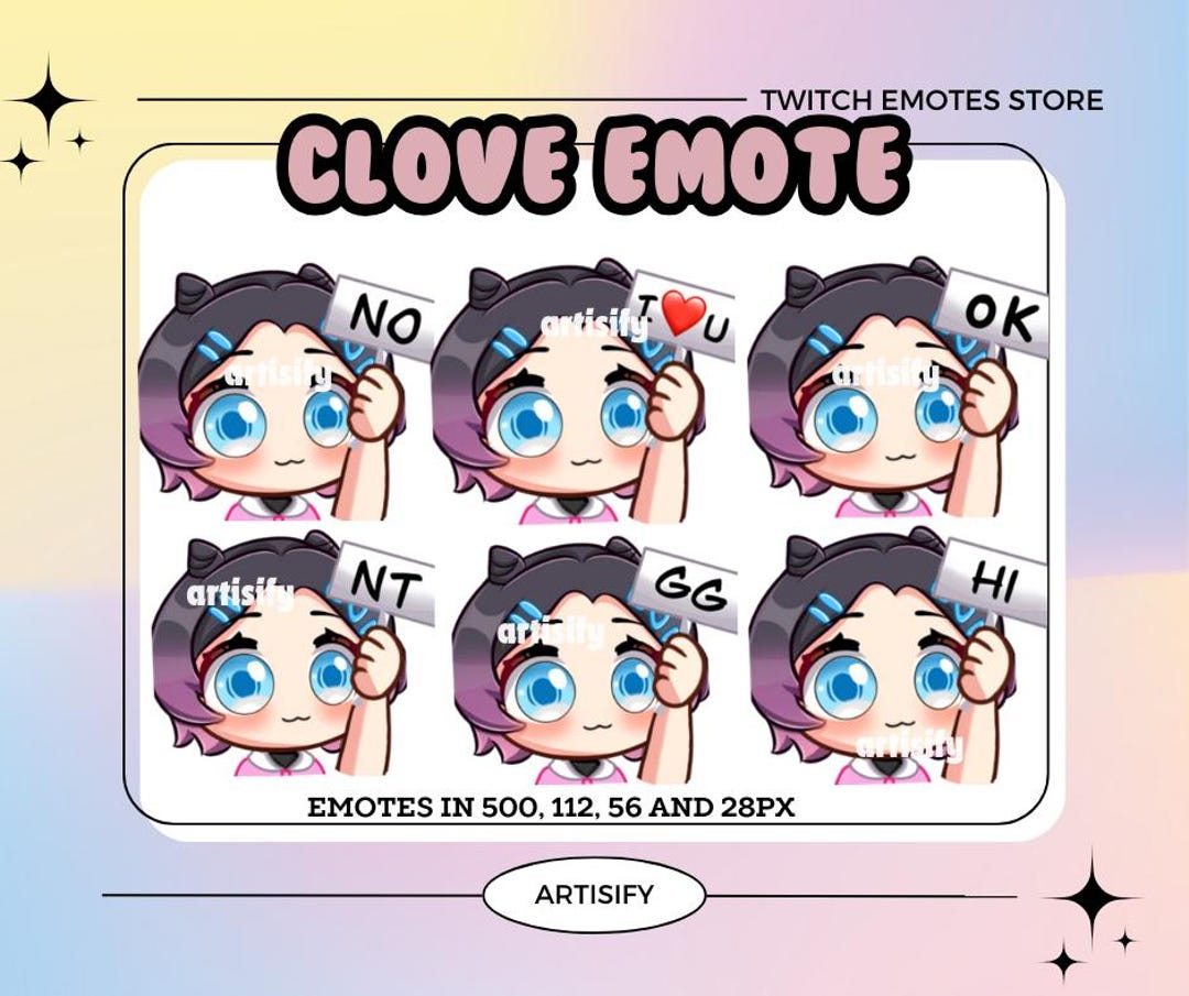 CLOVE EMOTES | Twitch | Discord | Youtube | Streaming | Cute Kawaii ...