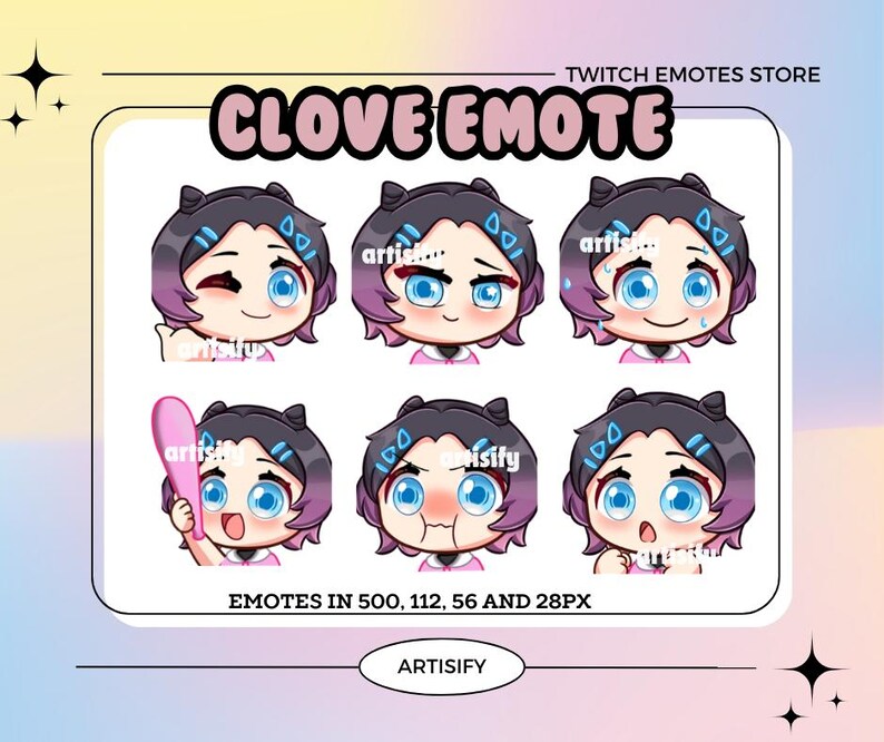 CLOVE EMOTES | Twitch | Discord | Youtube | Streaming | Cute Kawaii ...