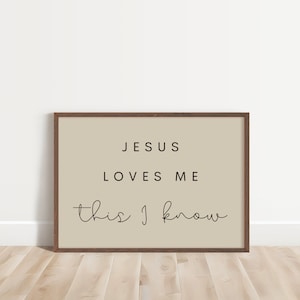 Jesus Loves Me This I Know, Nursery Print, Hymn Art, Minimal Christian ...