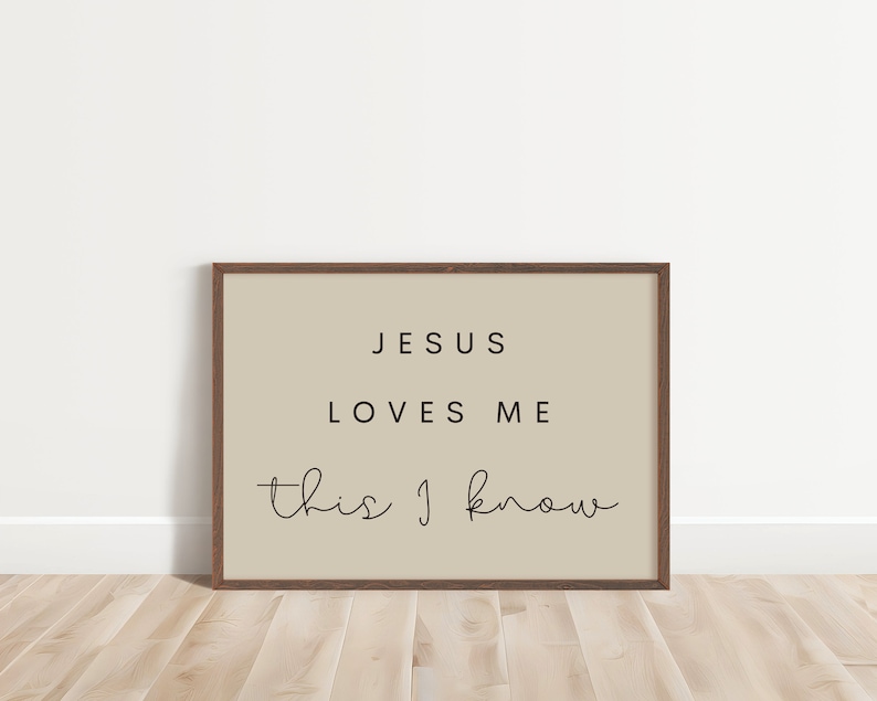 Jesus Loves Me This I Know, Nursery Print, Hymn Art, Minimal Christian ...
