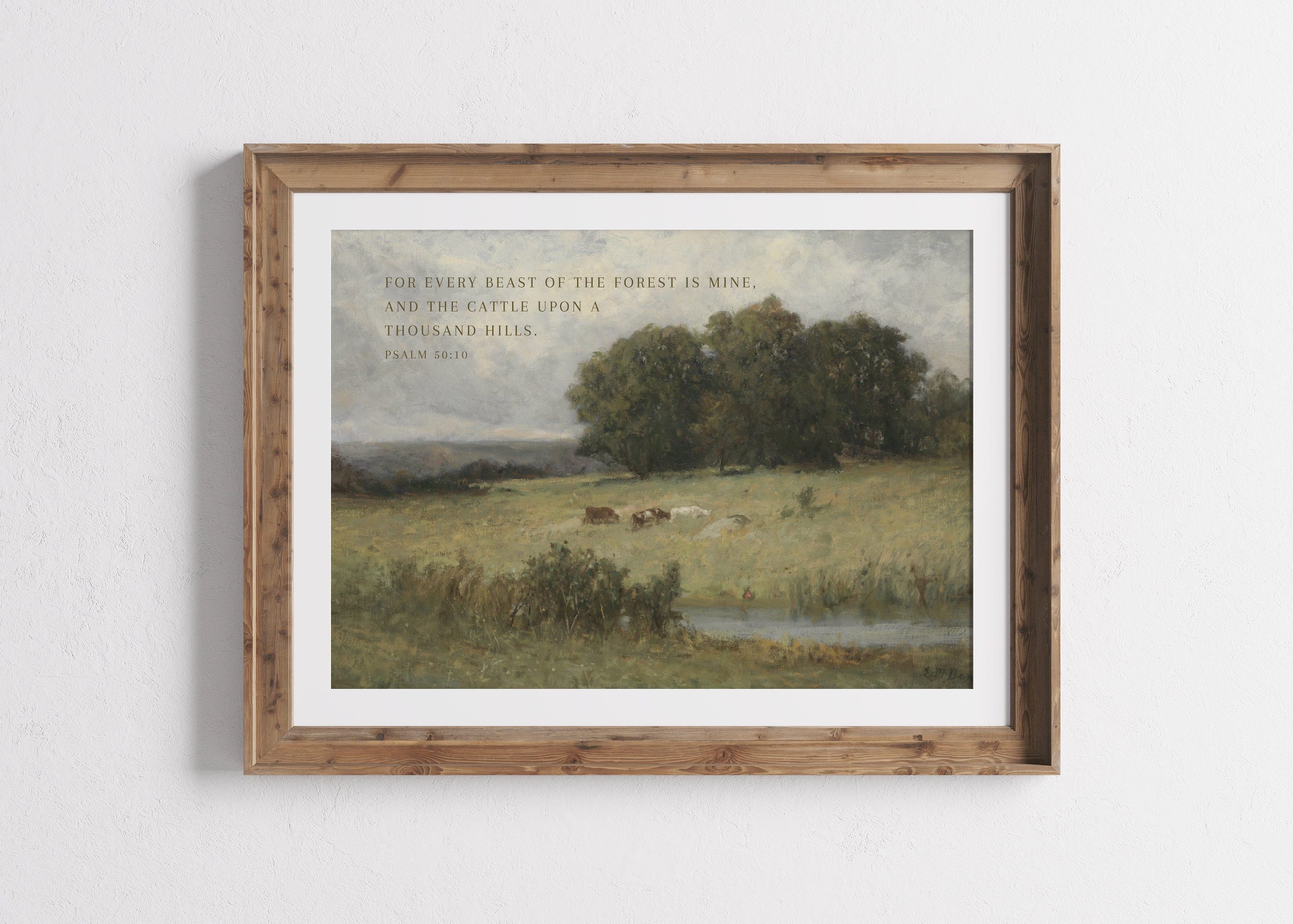 Christian Wall Art, Psalms 50 10 KJV, Cottage Core, Farmhouse Decor ...