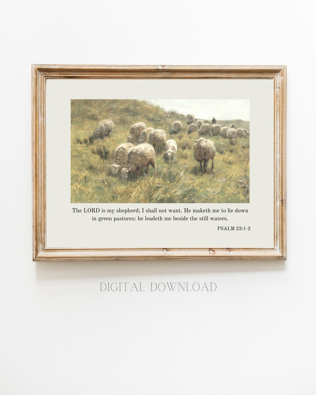 The Lord is My Shepherd Psalm 23 KJV Sheep Vintage Wall Art Printable ...