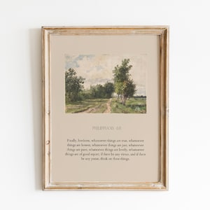 Christian Wall Art, Think on These Things, Philippians 4 8 KJV, Vintage ...
