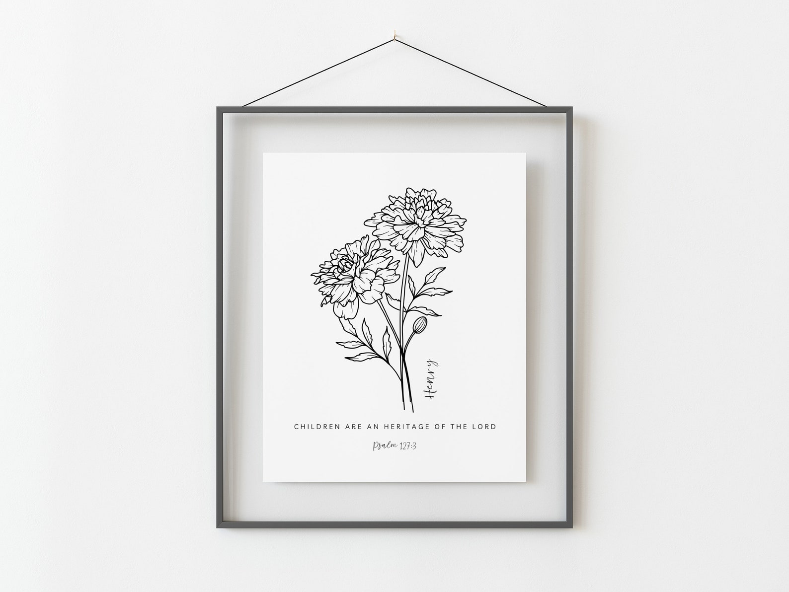 Christian October Birth Month Flower Print, CUSTOM Name, Modern ...