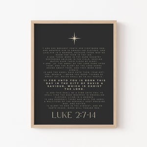 Christian Christmas Print, Savior is Born, Luke 2 7-14 KJV Wall Art ...