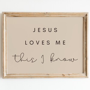 Jesus Loves Me This I Know, Nursery Print, Hymn Art, Minimal Christian ...