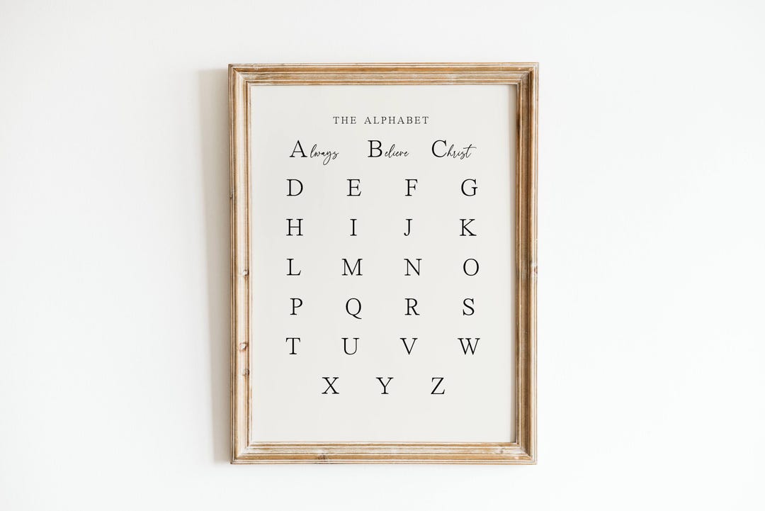 Christian Alphabet, ABC, Minimal Christian Wall Art, Modern Scripture ...