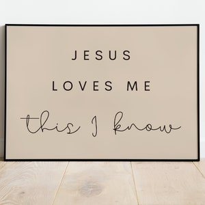 Jesus Loves Me This I Know, Nursery Print, Hymn Art, Minimal Christian ...