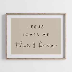 Jesus Loves Me This I Know, Nursery Print, Hymn Art, Minimal Christian ...