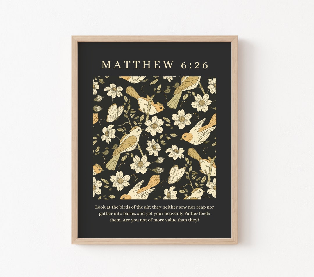 Look at the Birds, Scripture Wall Art, Modern Christian Art, Minimal ...