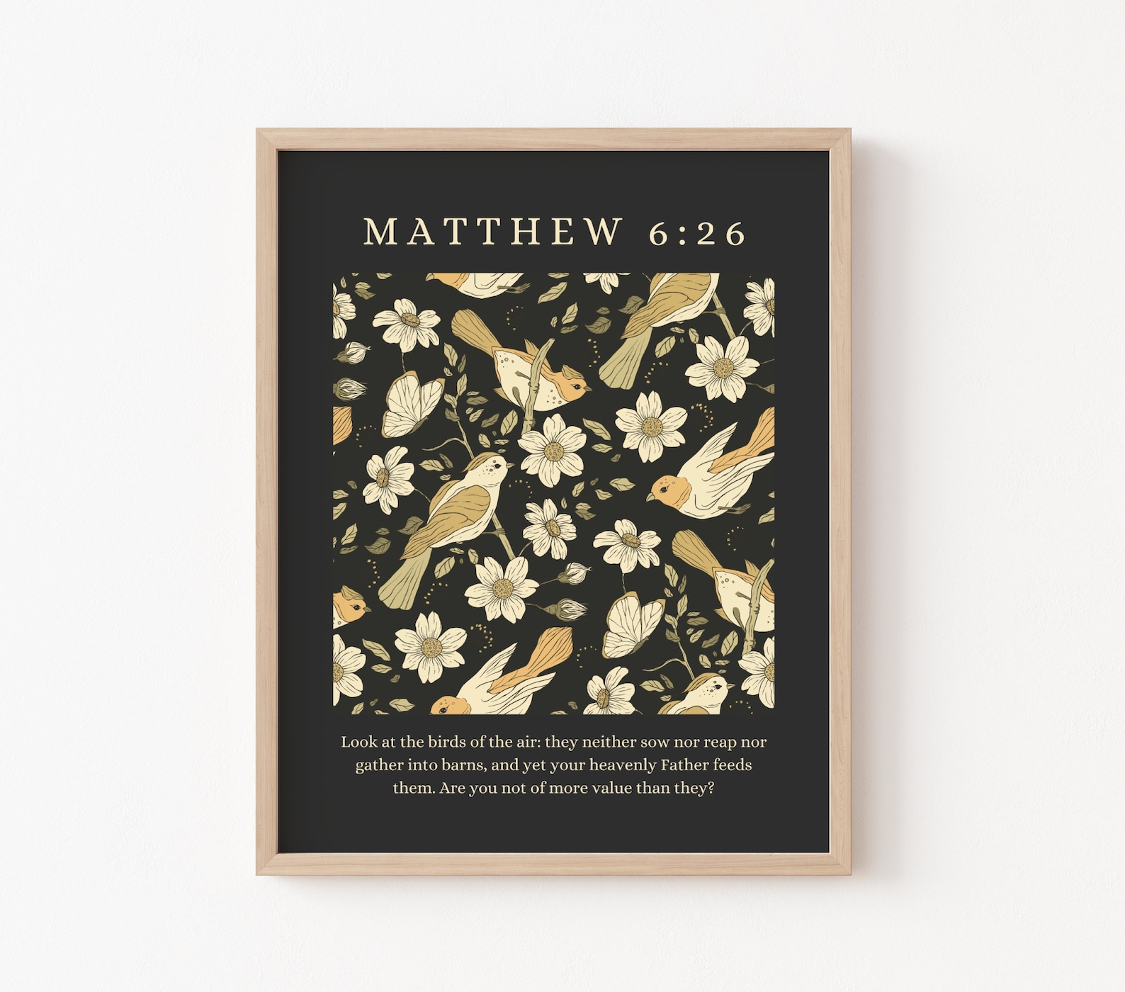 Look at the Birds, Scripture Wall Art, Modern Christian Art, Minimal ...