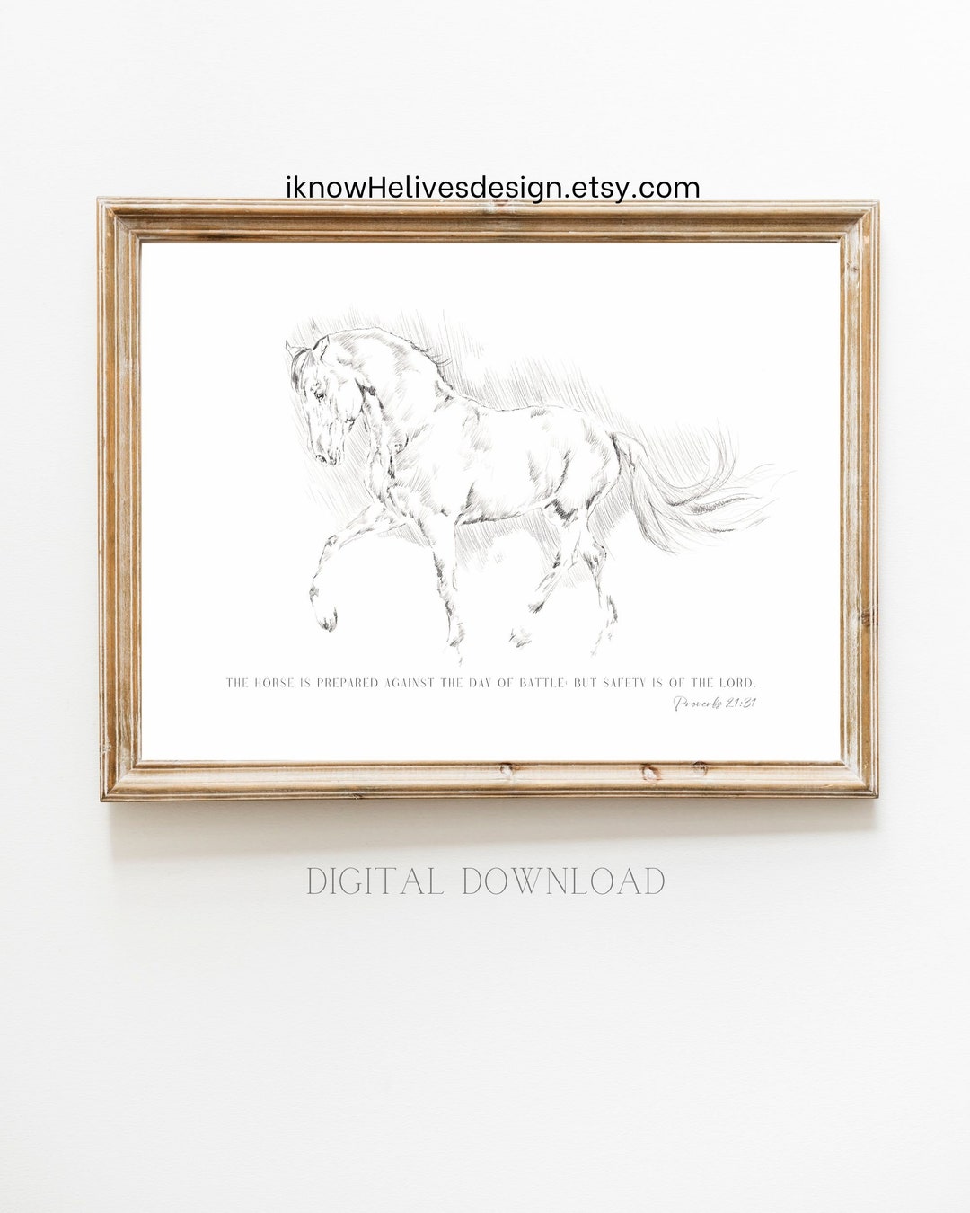 Horse Scripture Wall Art Proverbs 21:31 KJV Printable Modern Christian ...