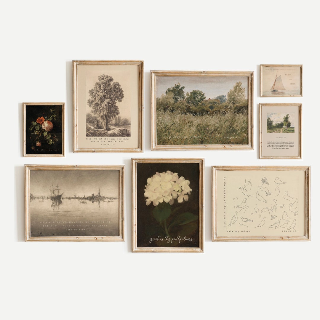 Christian Gallery Wall, Vintage Moody Home Decor, Scripture Print ...