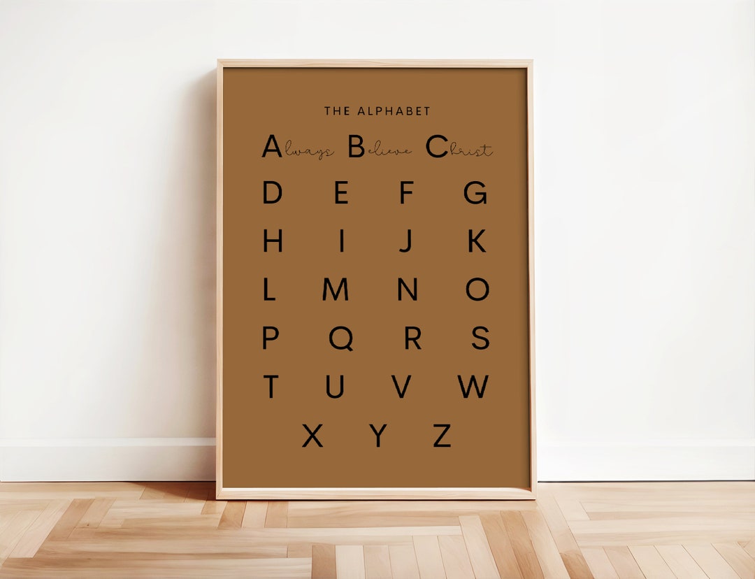 Christian Alphabet, ABC, Minimal Christian Wall Art, Modern Scripture ...