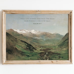 Christian Gallery Wall, Vintage Home Decor, Scripture Print, Landscape ...