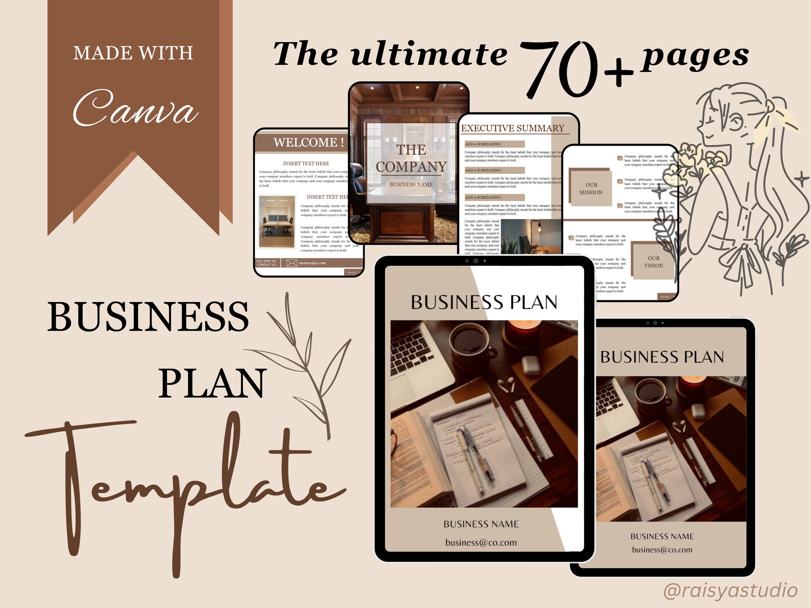 Small Business Plan CANVA Templates Printable Slides for New Business ...