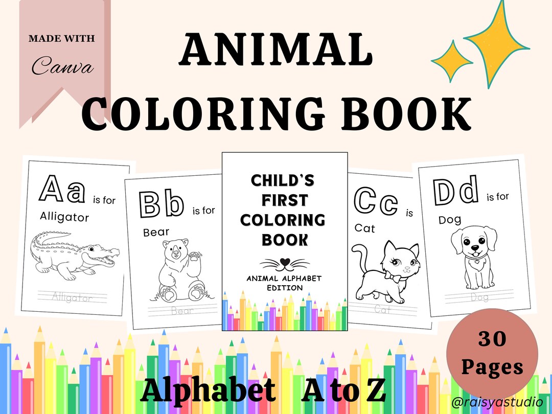 Coloring Book for Children: Animal Alphabet Delights, Educational ...