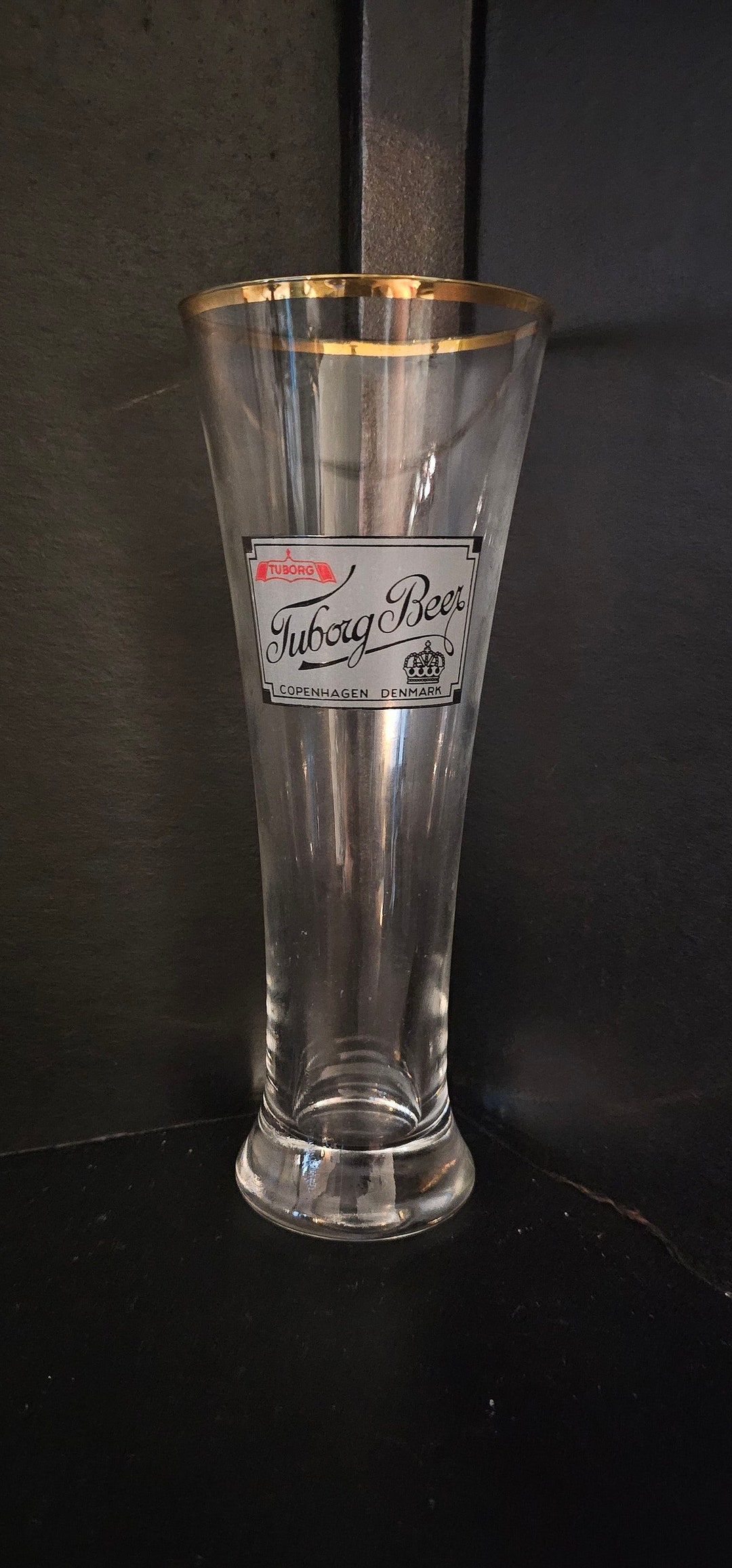 Tuborg 7 Inch Tall Trumpet Shaped Gold Rim Pilsner Beer Glass - Etsy