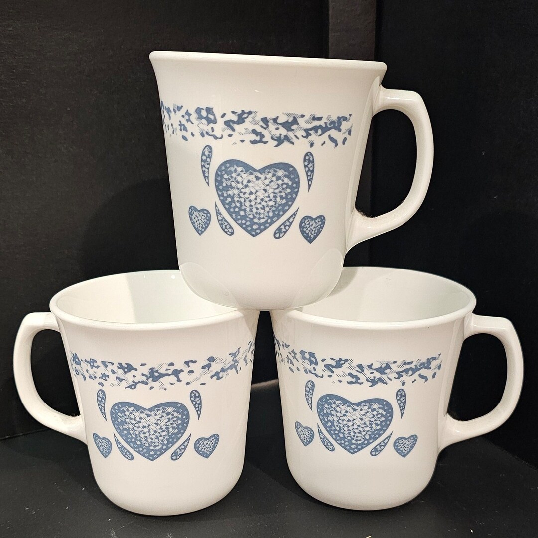 Corning D Handle Blue Heart Country Print Coffee Mug - Etsy