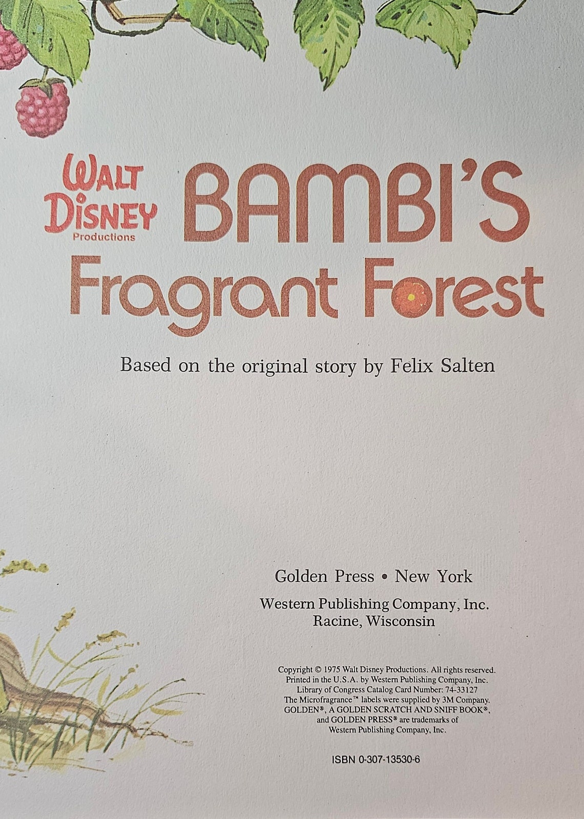 1975 Walt Disney's Bambi's Fragrant Forrest Scratch and Sniff Color ...