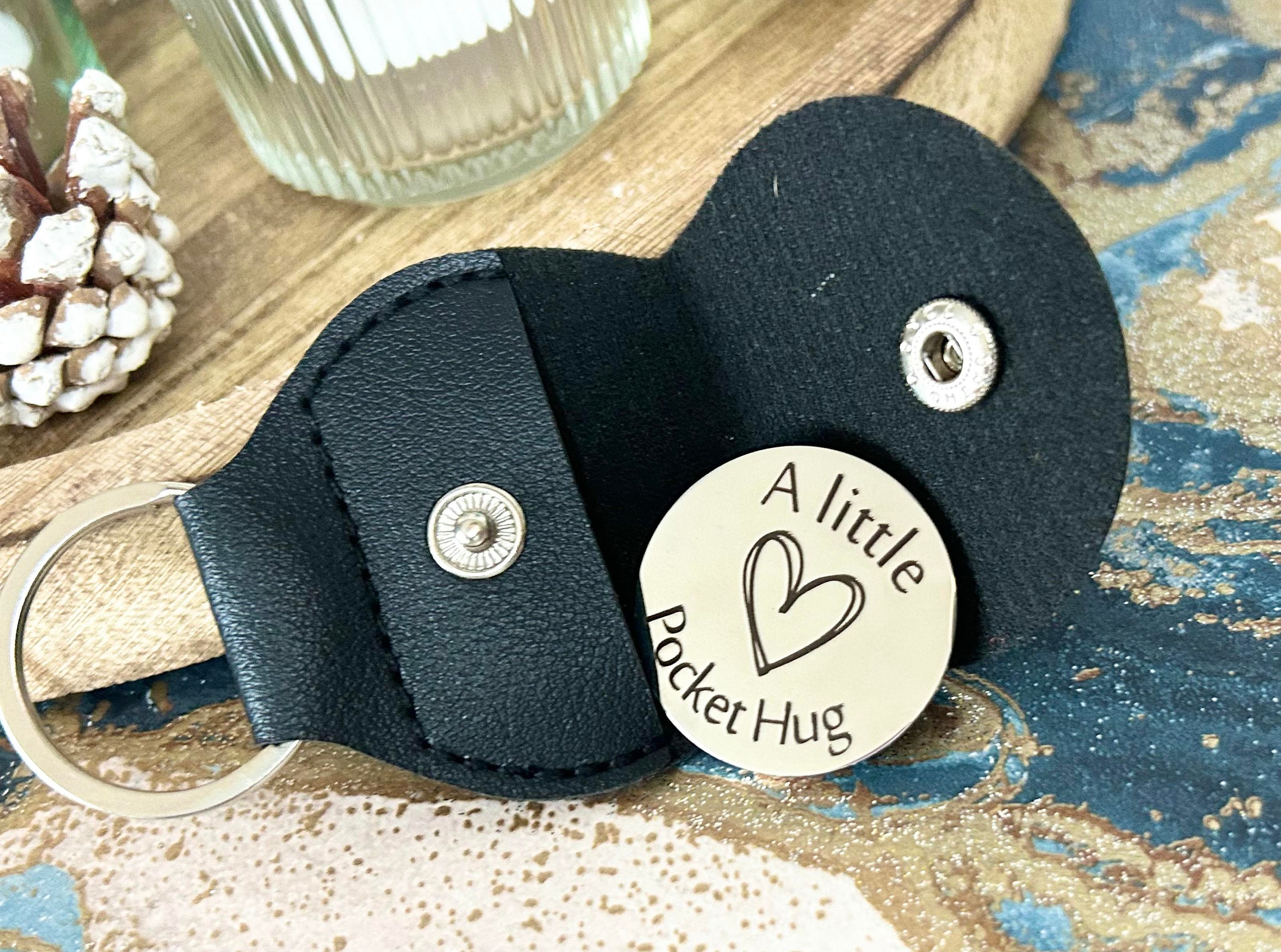 A Little Hug Love Token Pocket Hug Keyring Pu Leather Pocket Keyring ...