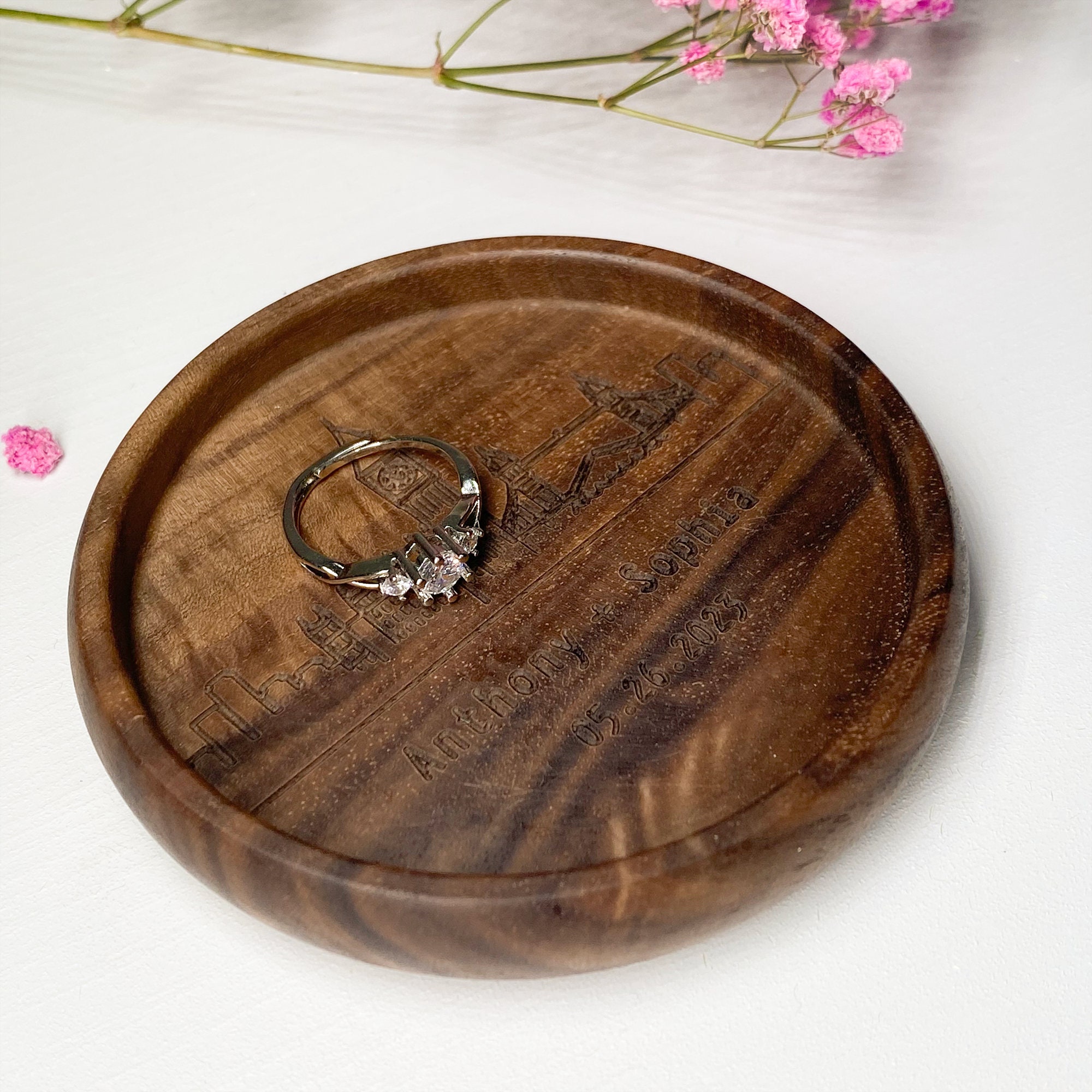 Custom Wedding Ring Dish, Walnut, Custom Products, Custom Wood Ring ...