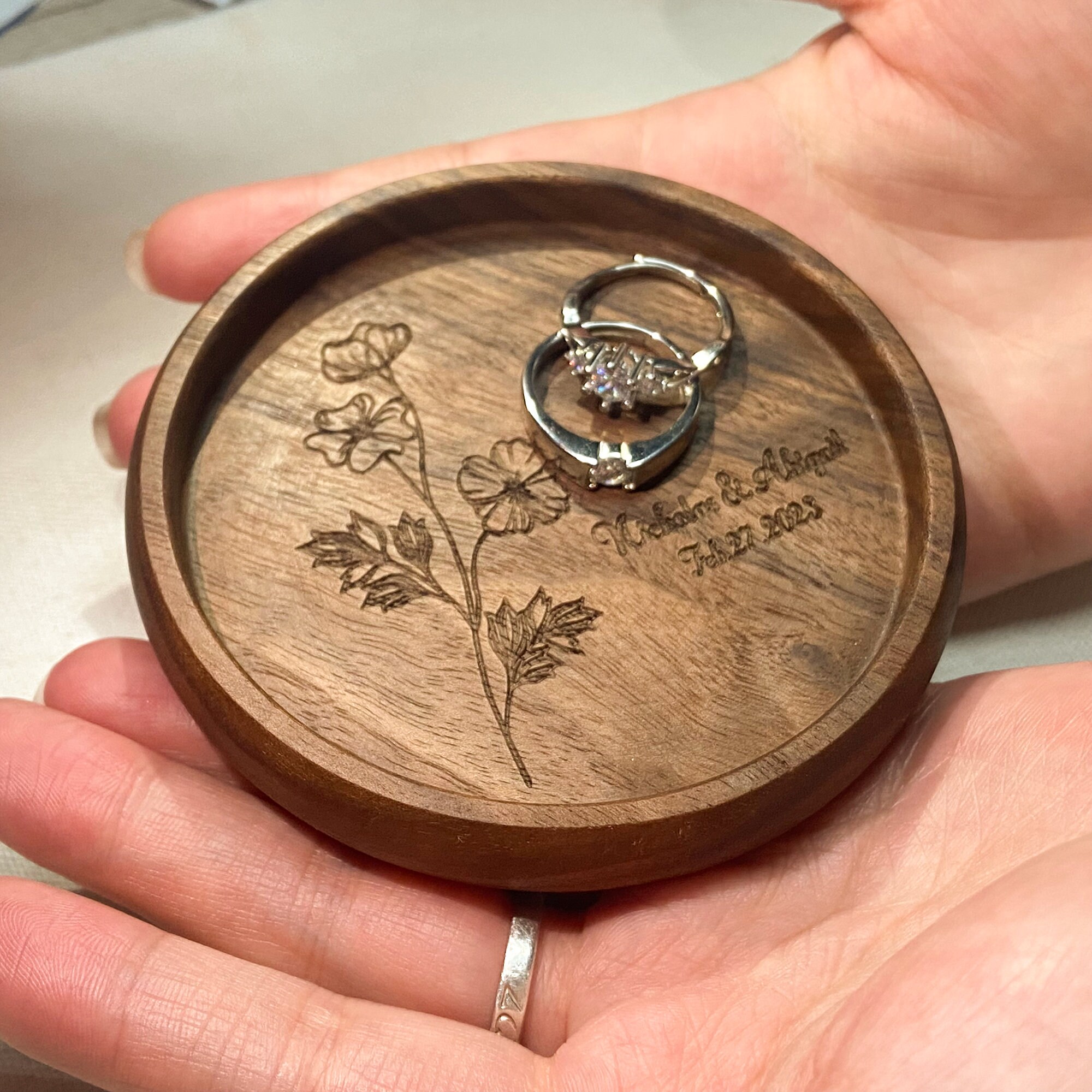 Custom Wedding Ring Dish, Walnut, Custom Products, Custom Wood Ring ...