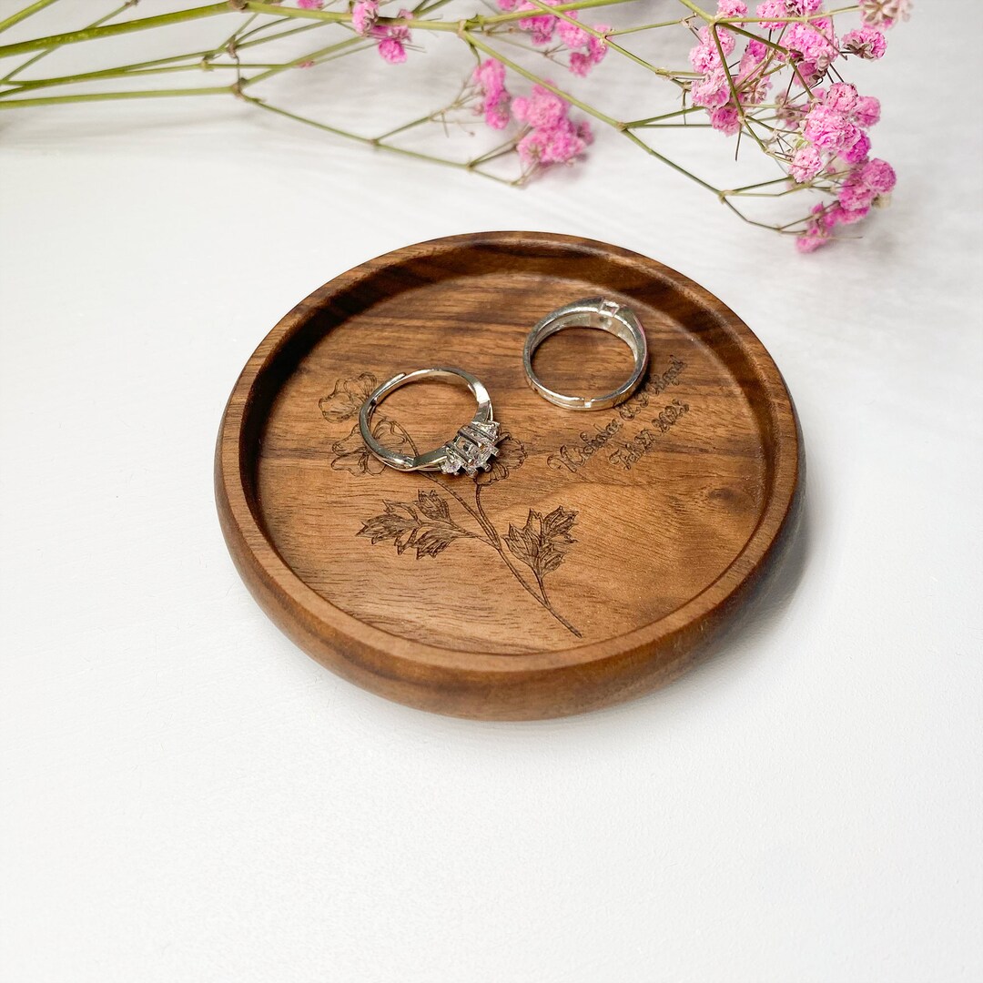 Wedding Ring Dish, Solid Walnut, Custom Ring Dish, Engagement Ring Dish ...