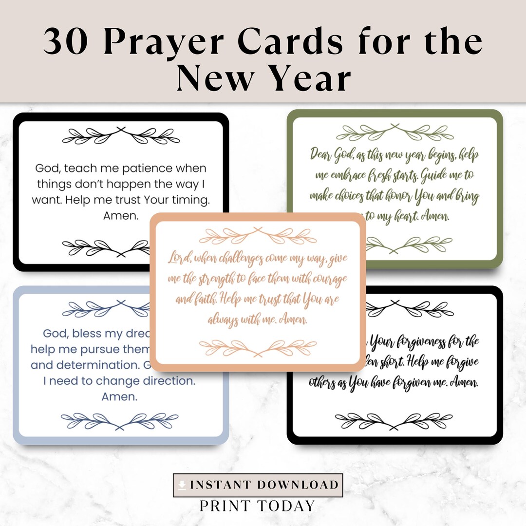 Bible Prayer Cards Printable for the New Year, Encouraging Bible ...