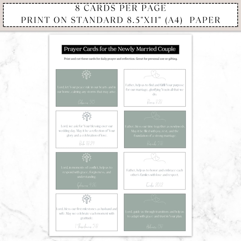 30 Printable Bible Prayer Cards for Newlyweds, Encouraging Scripture ...