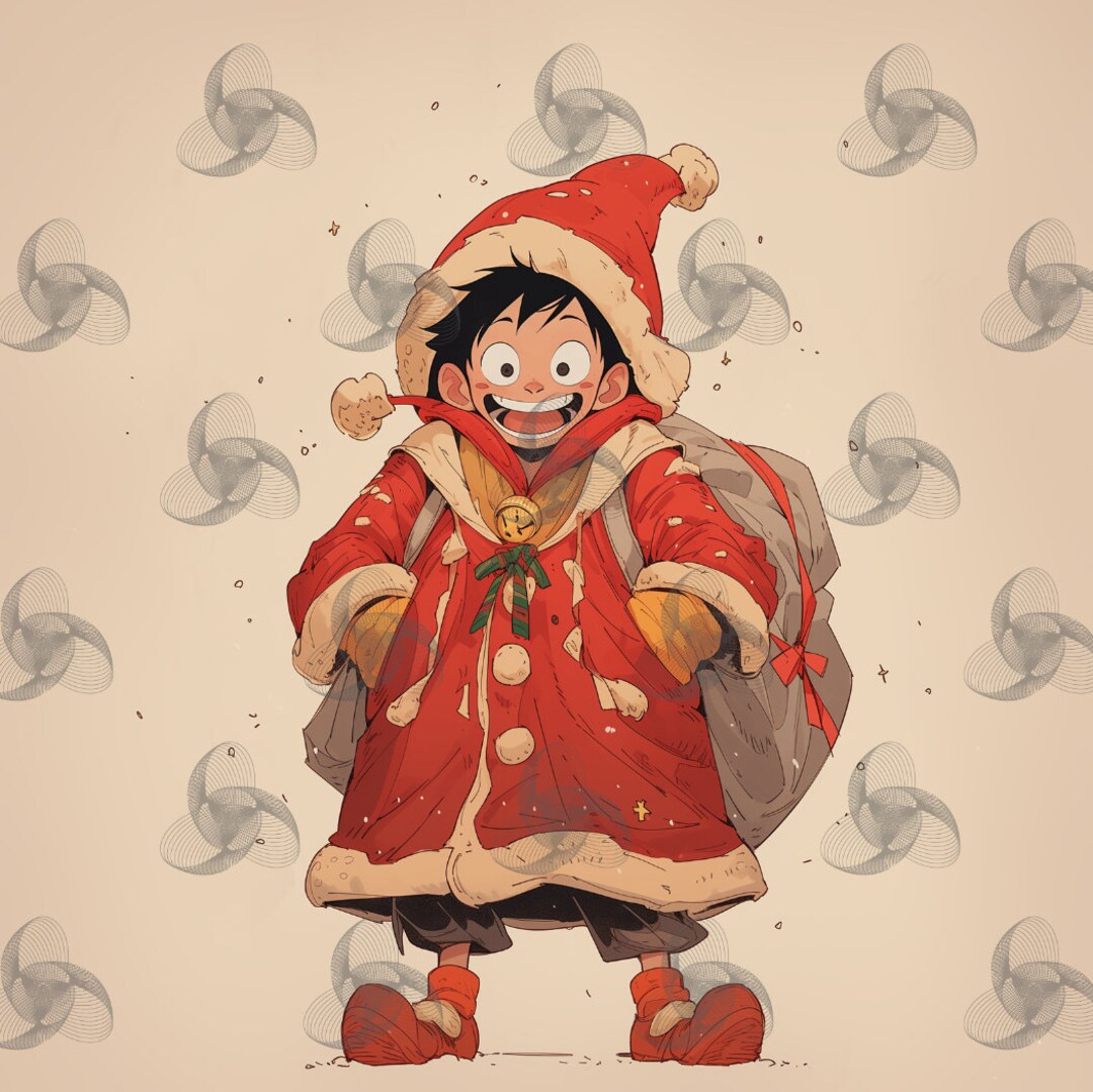 One Piece Sticker Svg Christmas Luffy SVG Luffy With a Santa - Etsy