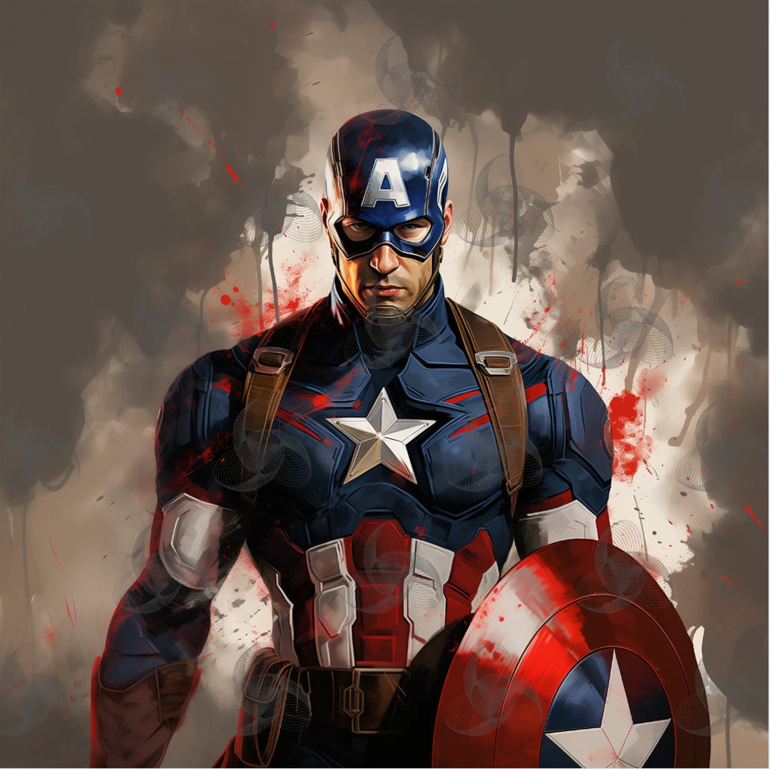 Captain America Shield Poster, Digital Watercolor Design, Marvel ...