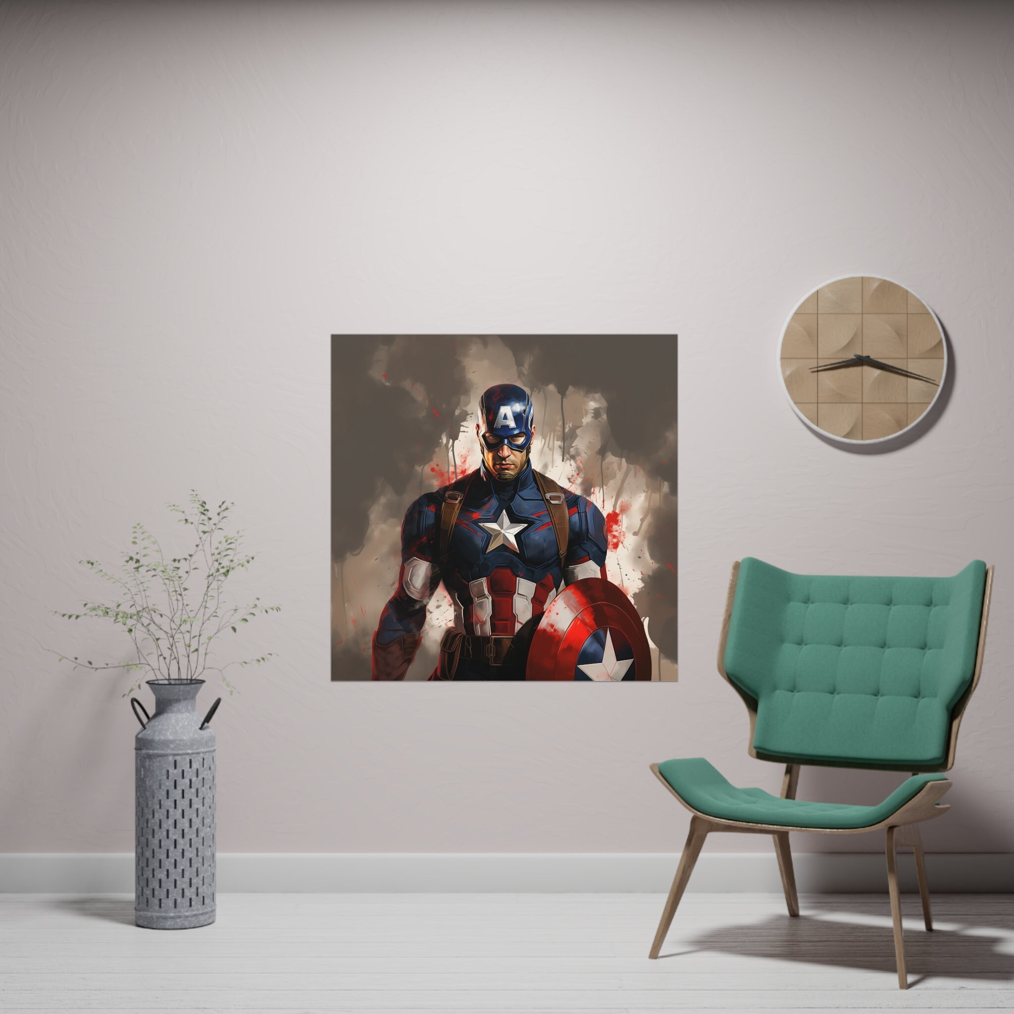 Captain America Shield Poster, Digital Watercolor Design, Marvel ...
