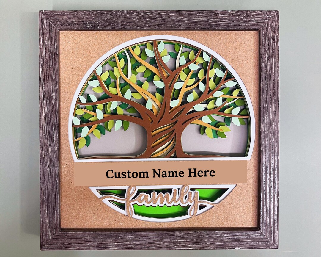 Family Tree Shadowbox - Layered Paper Art - Family Tree Art - Custom ...