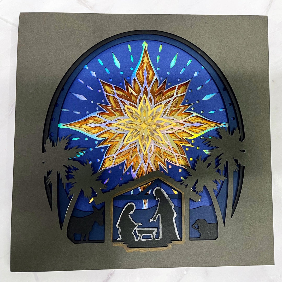 Nativity and Star Paper Shadowbox Christmas Shadow Box Religious ...