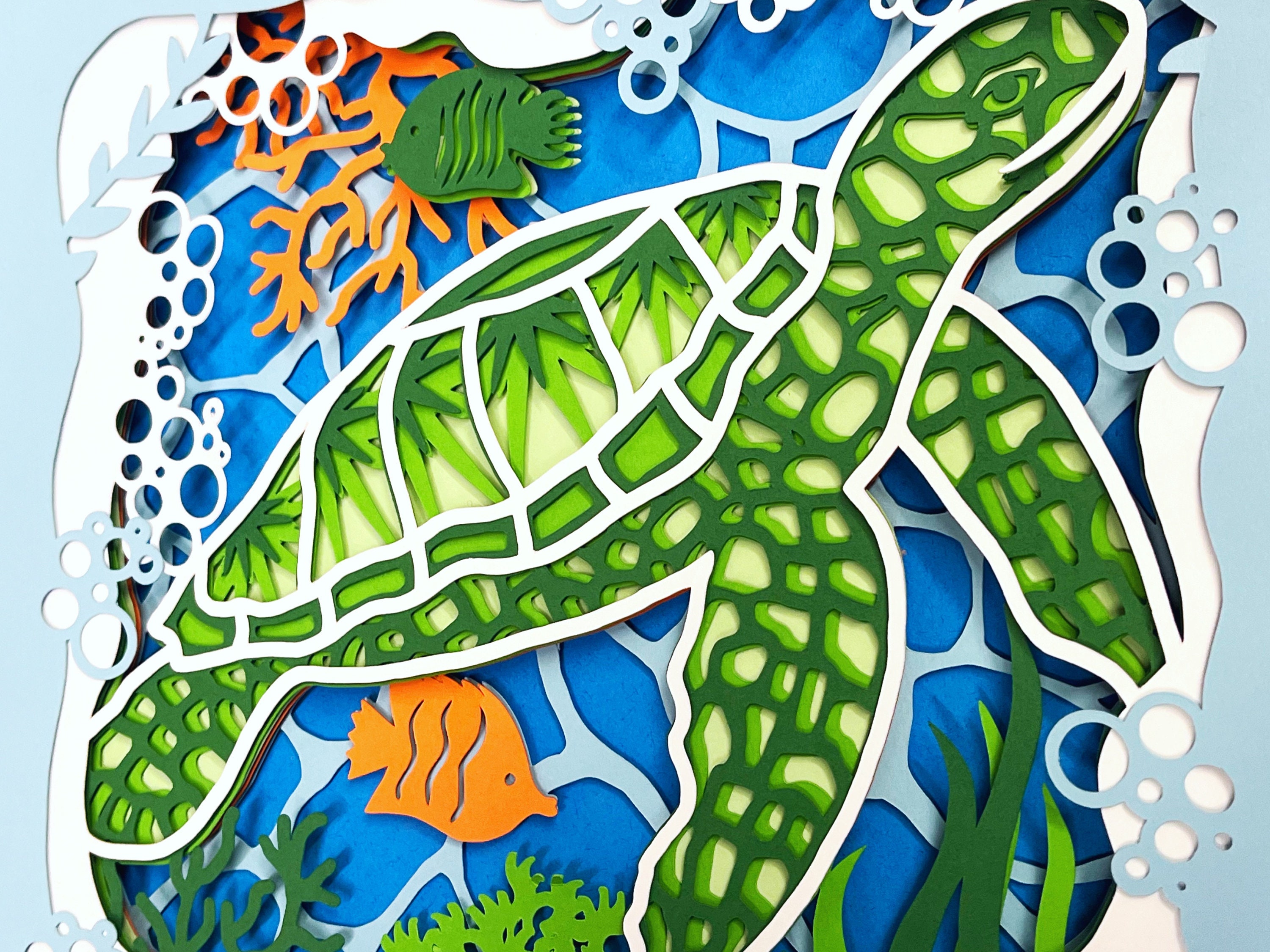 Turtle 3D Shadowbox | Interchangeable | Layered Paper Art | Paper Cut ...